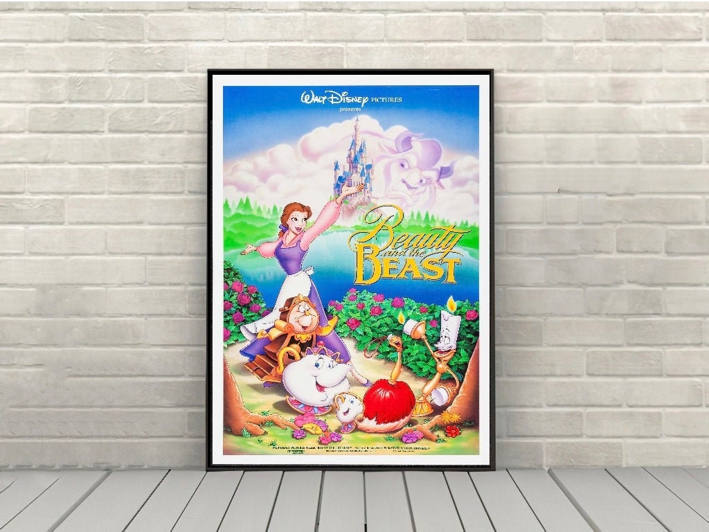 Beauty and the Beast Poster Vintage Disney Movie Poster Classic Disney ...