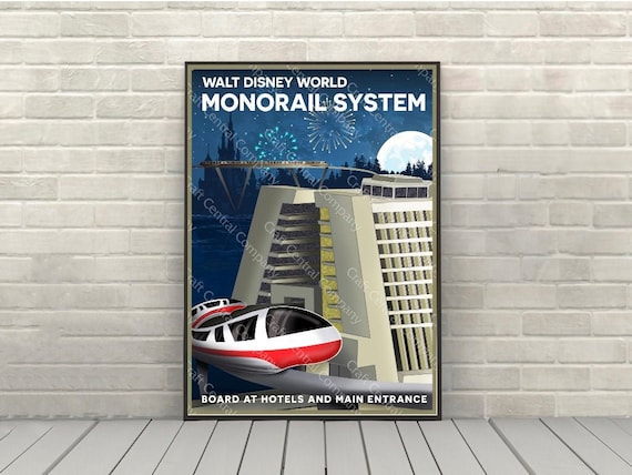 Monorail Poster Disney Attraction Poster Disney World Posters | Etsy