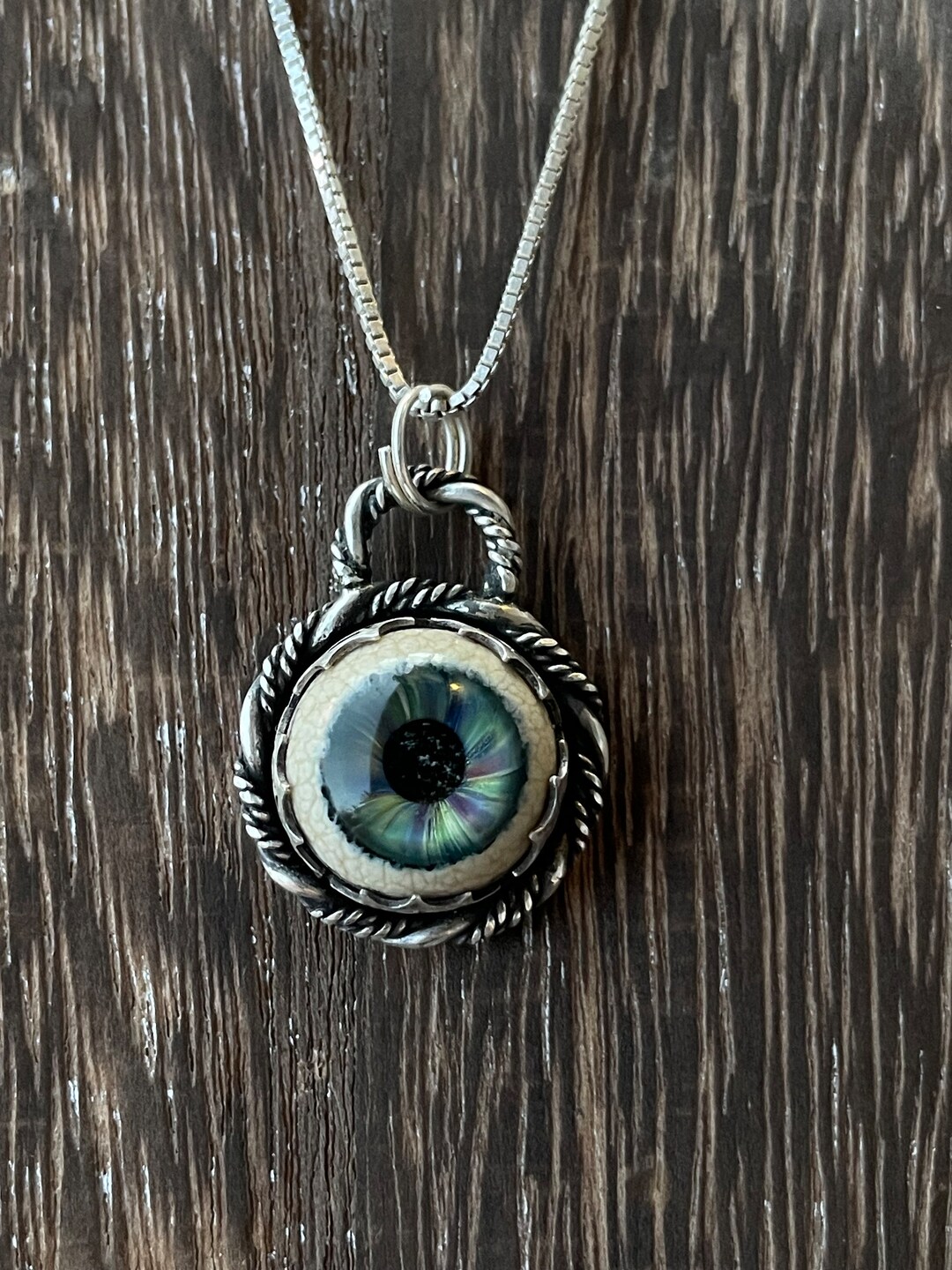 Eyeball Pendant With Sterling Silver Spider Web Bezel - Etsy