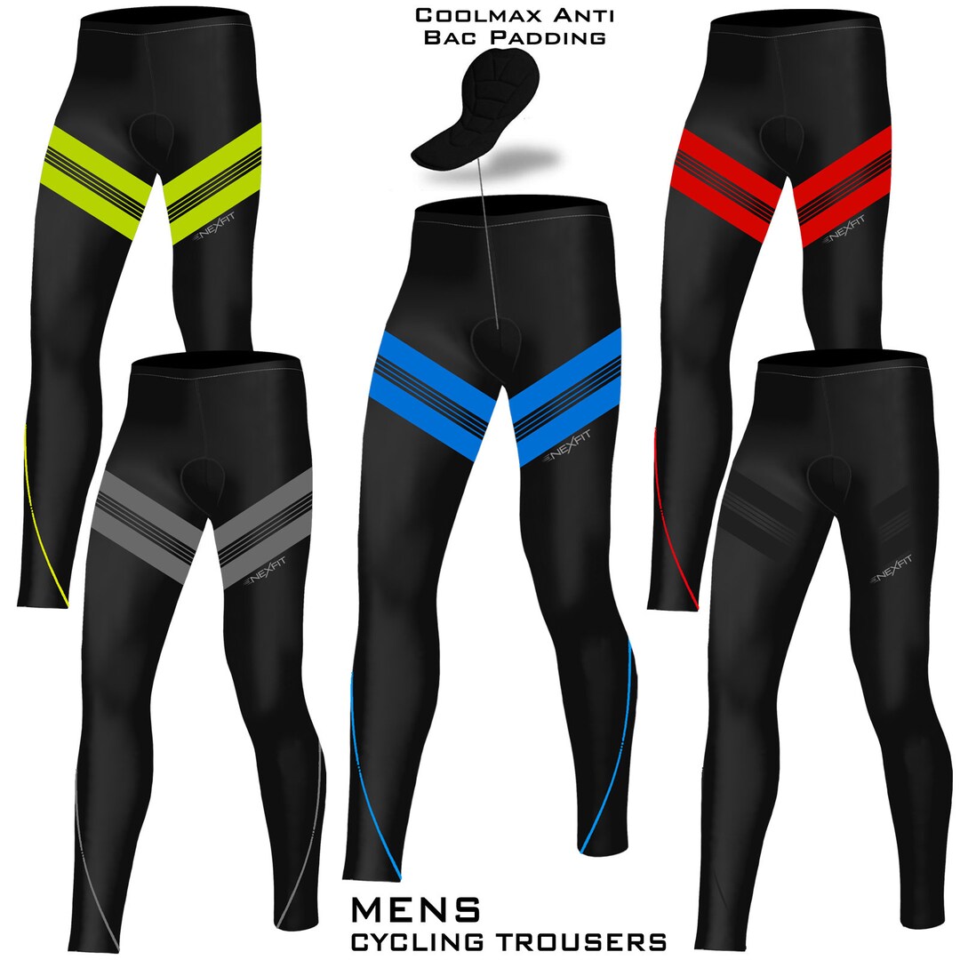 Mens Cycling Padded Tights Trousers Bicycle Compression Pant ANTI-BAC ...