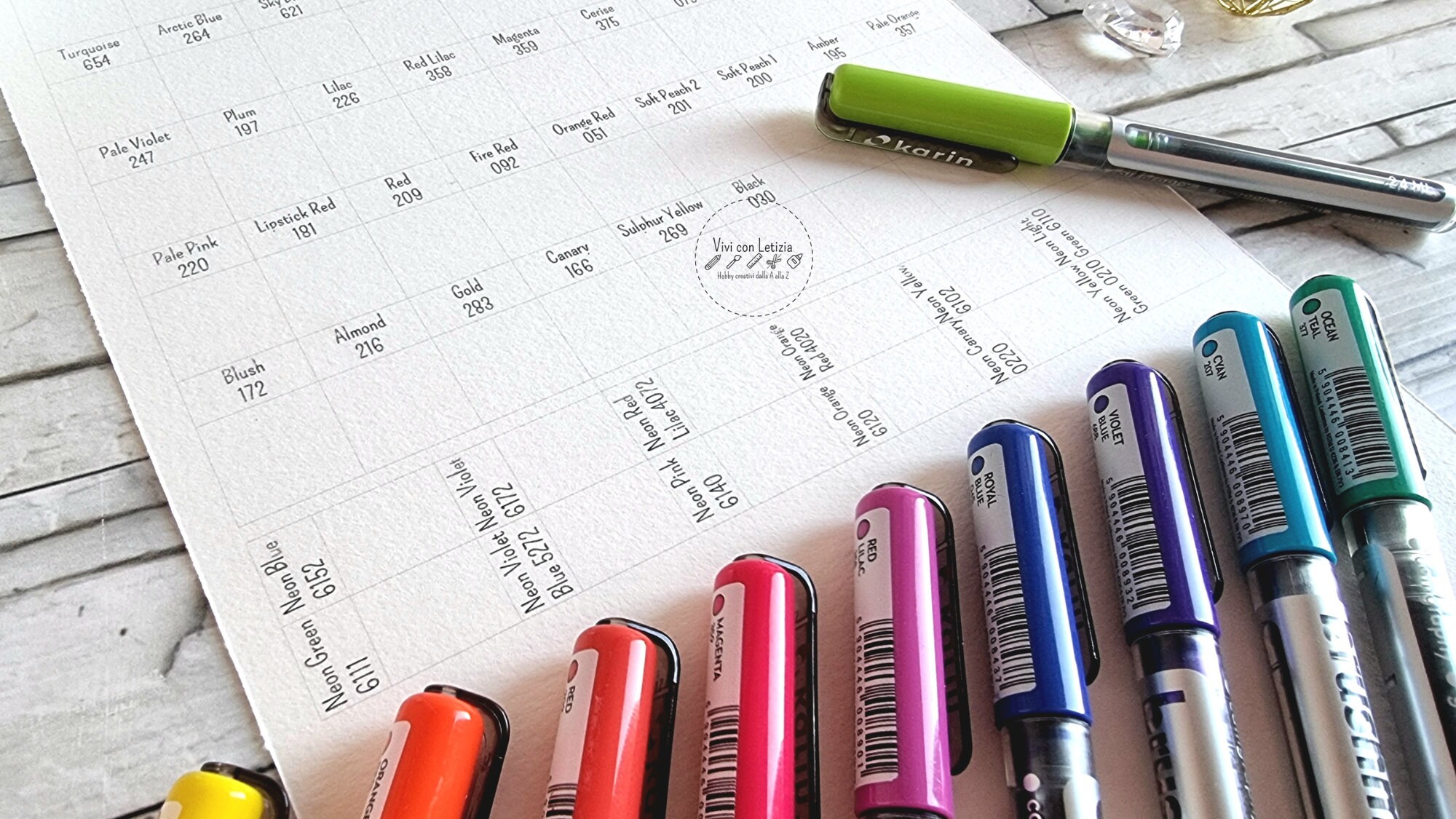 PDF Color Chart for Karin Brushmarker PRO, Printable Grid With ...