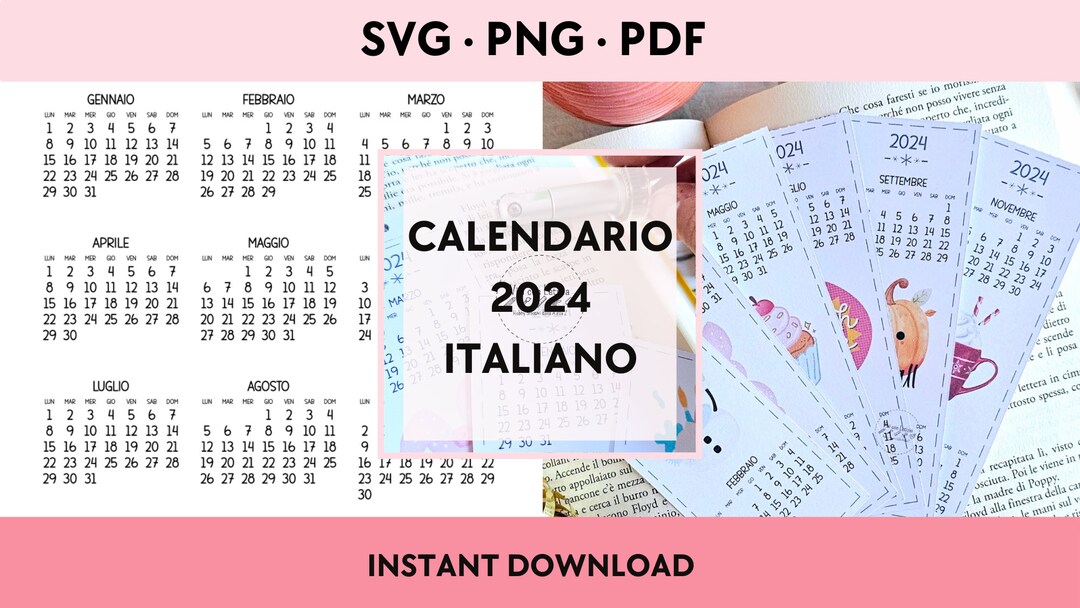 SVG Calendar 2024 ITALIAN Monthly and Yearly Instant Download File Svg ...