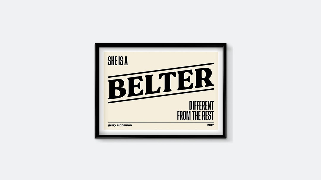 She is A Belter - Gerry Cinnamon Inspired Lyrics Art Print - Etsy UK