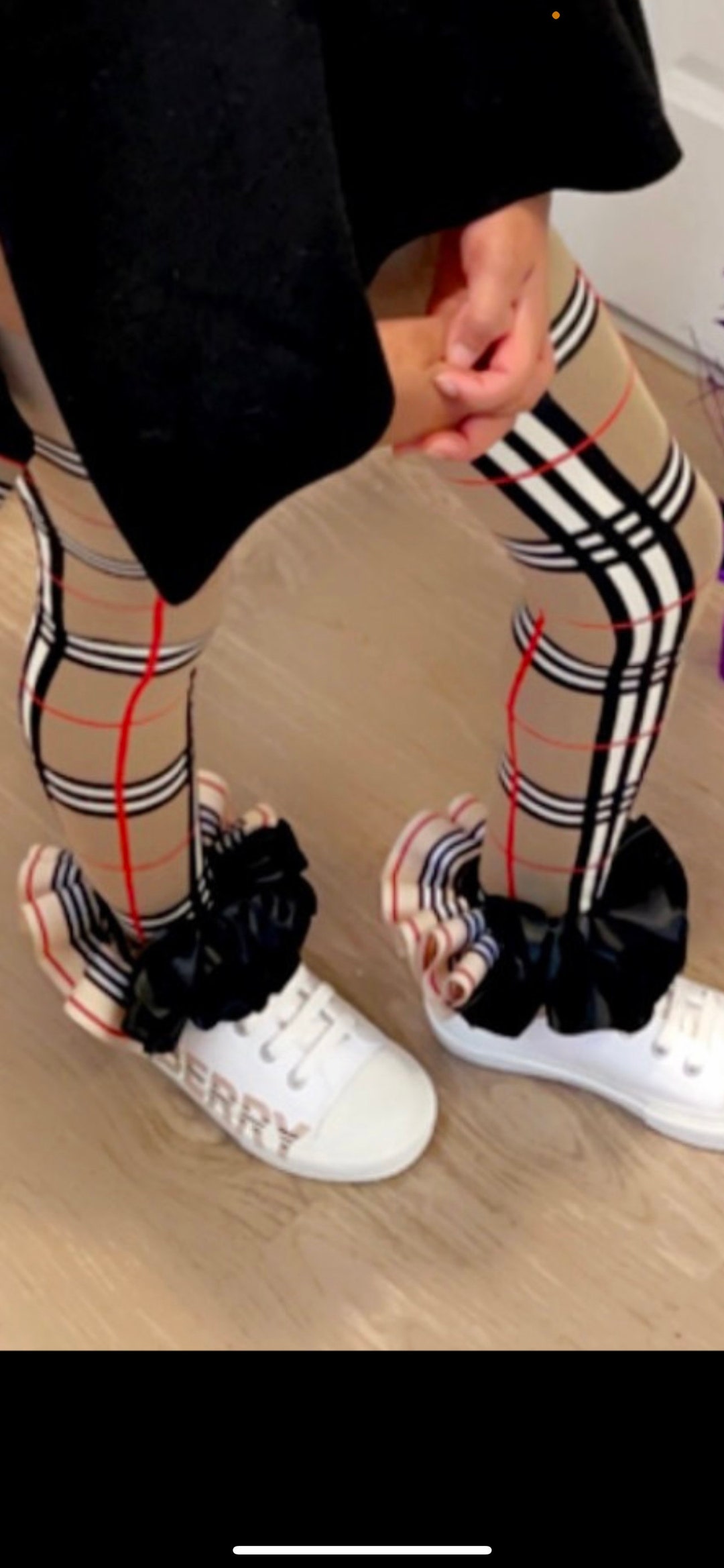 Tan Striped Ruffled Socks Ribbon Trimmed Socks Tan Striped Anklets ...