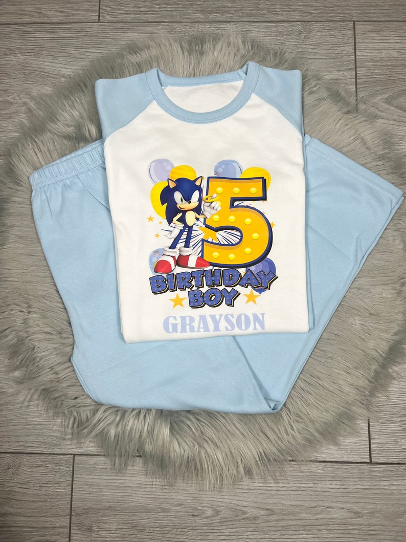 Personalised Children's Sonic Birthday Pyjamas. - Etsy UK