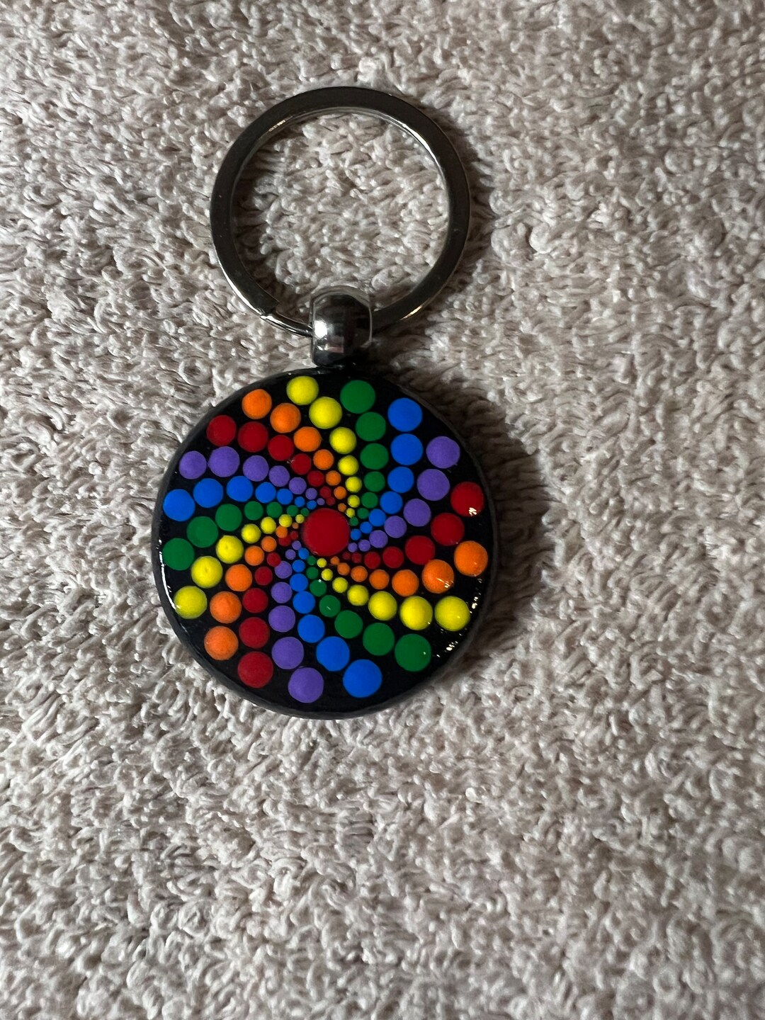 Hand Painted Double Sided Mandala Art Key Ring. 1.5 Inches Round - Etsy