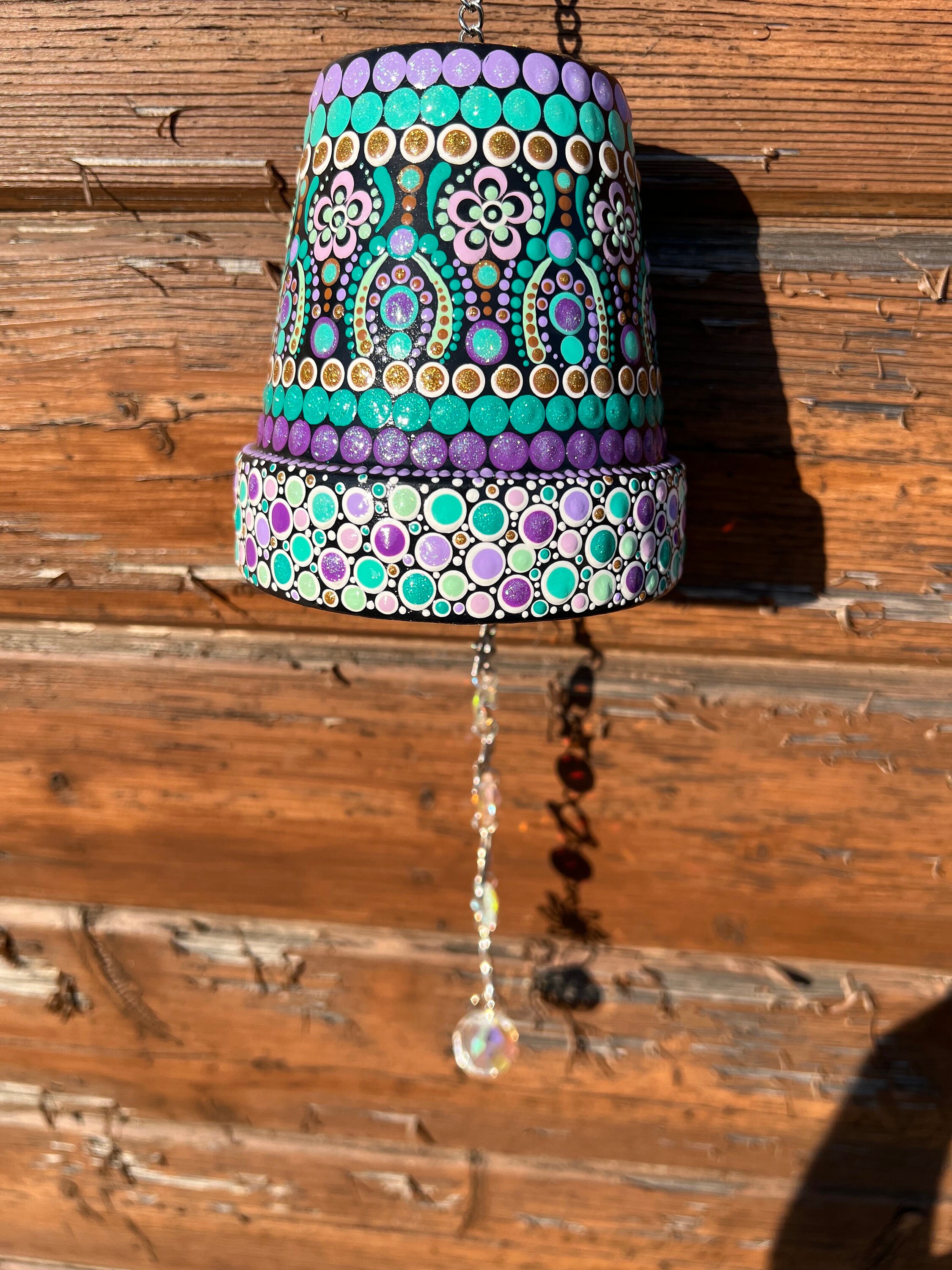 Beautiful Hand Painted Terra Cotta With Mandala Design and Glass ...