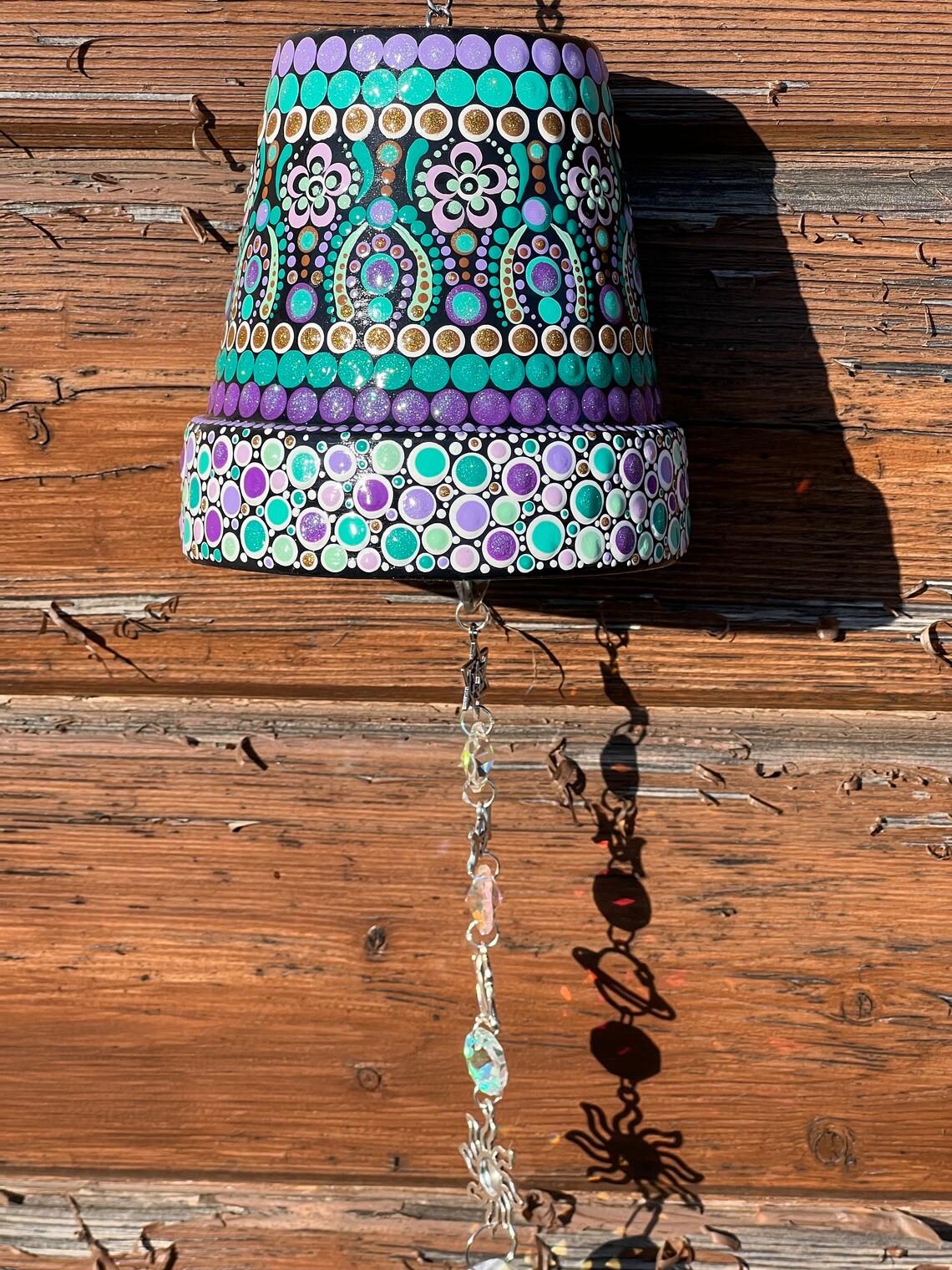 Beautiful Hand Painted Terra Cotta With Mandala Design and Glass ...