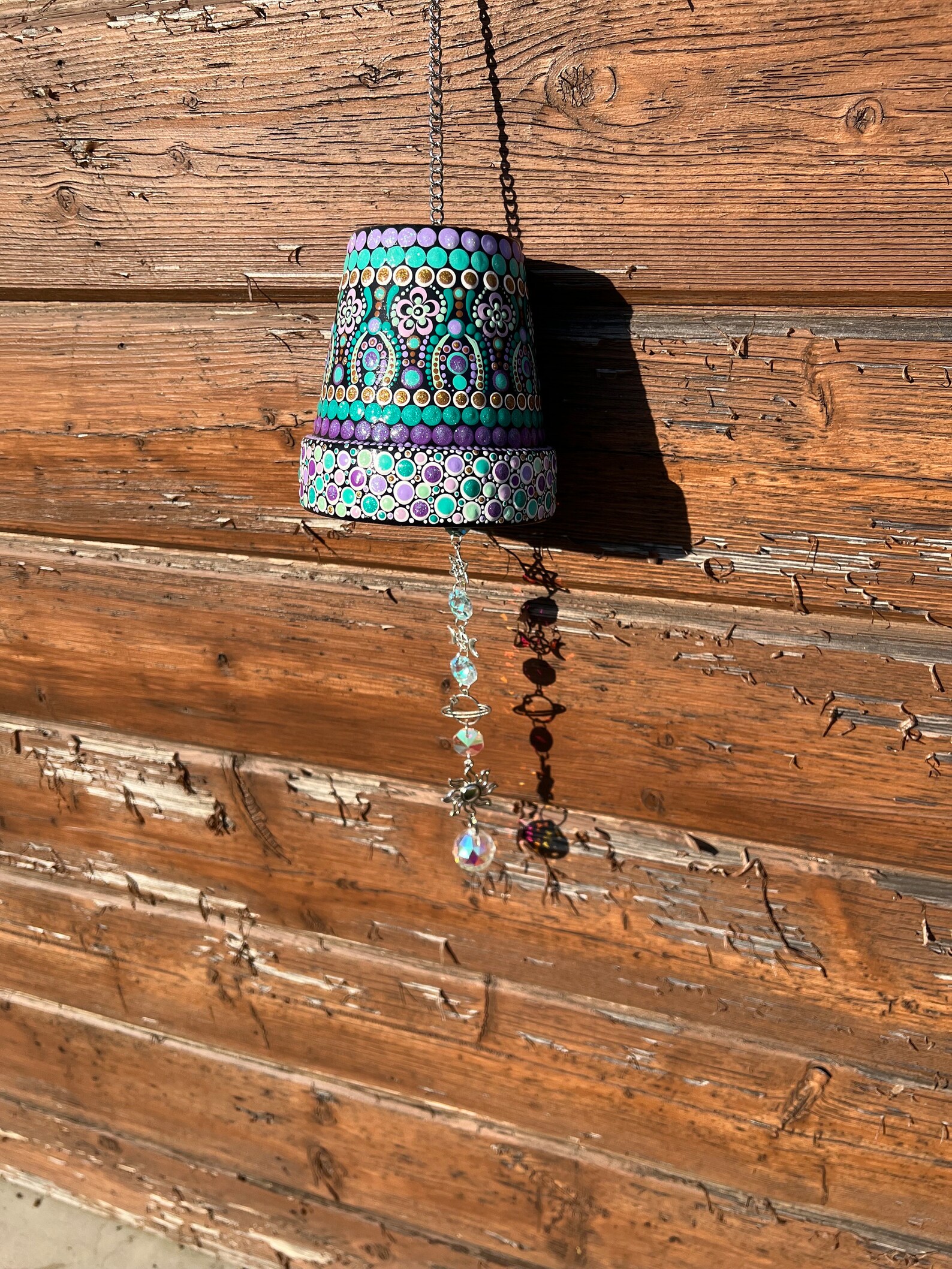 Beautiful Hand Painted Terra Cotta With Mandala Design and Glass ...