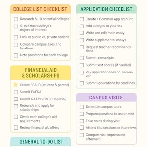 College Planning Checklist for Moms & College Girls | Printable PDF ...