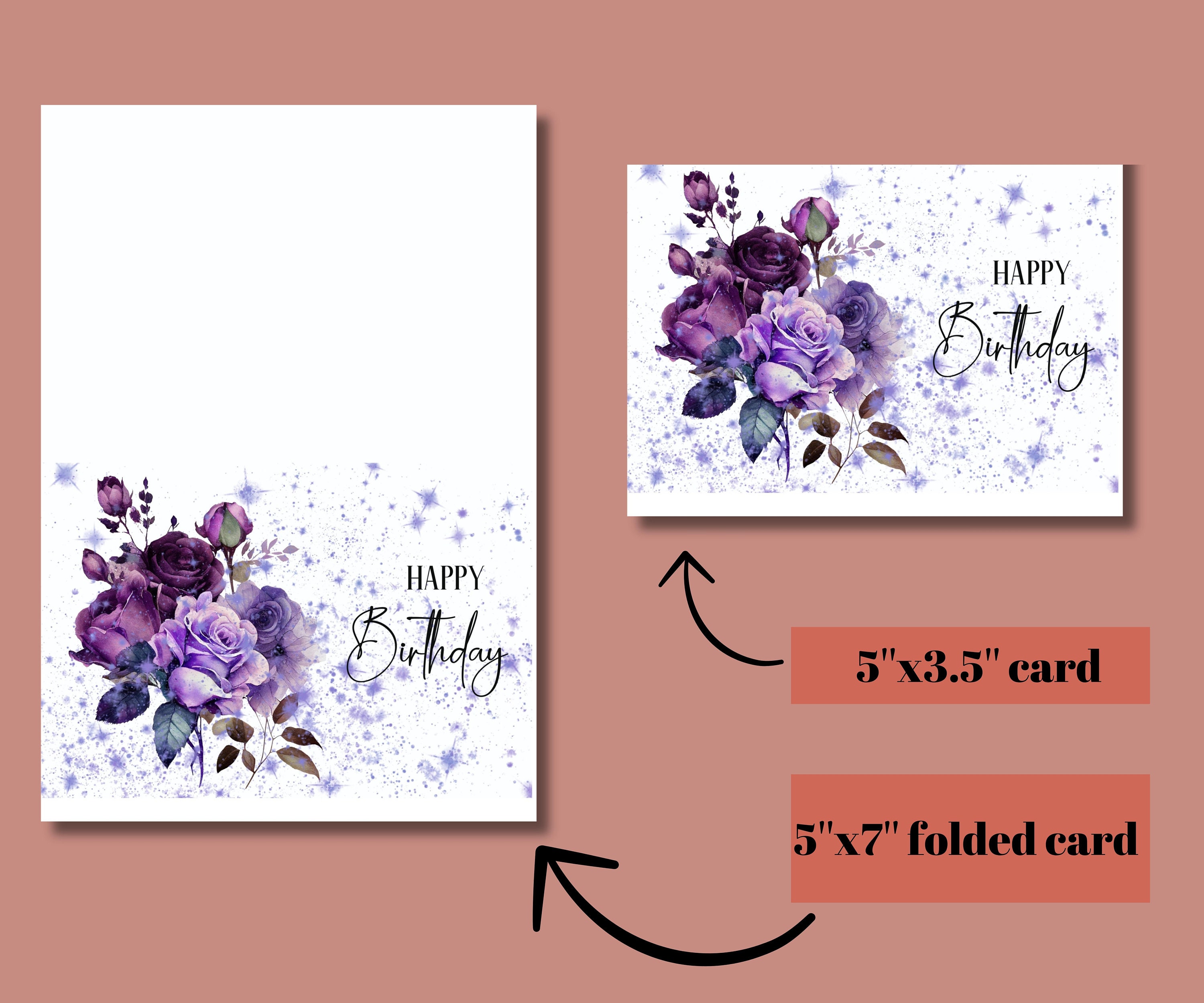 Floral Themed Printable Birthday Cardhappy Birthday Card for - Etsy