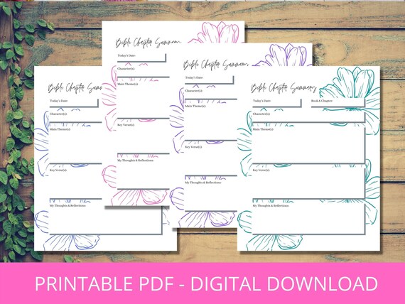Bible Chapter Summary Worksheet Digital Download | Etsy