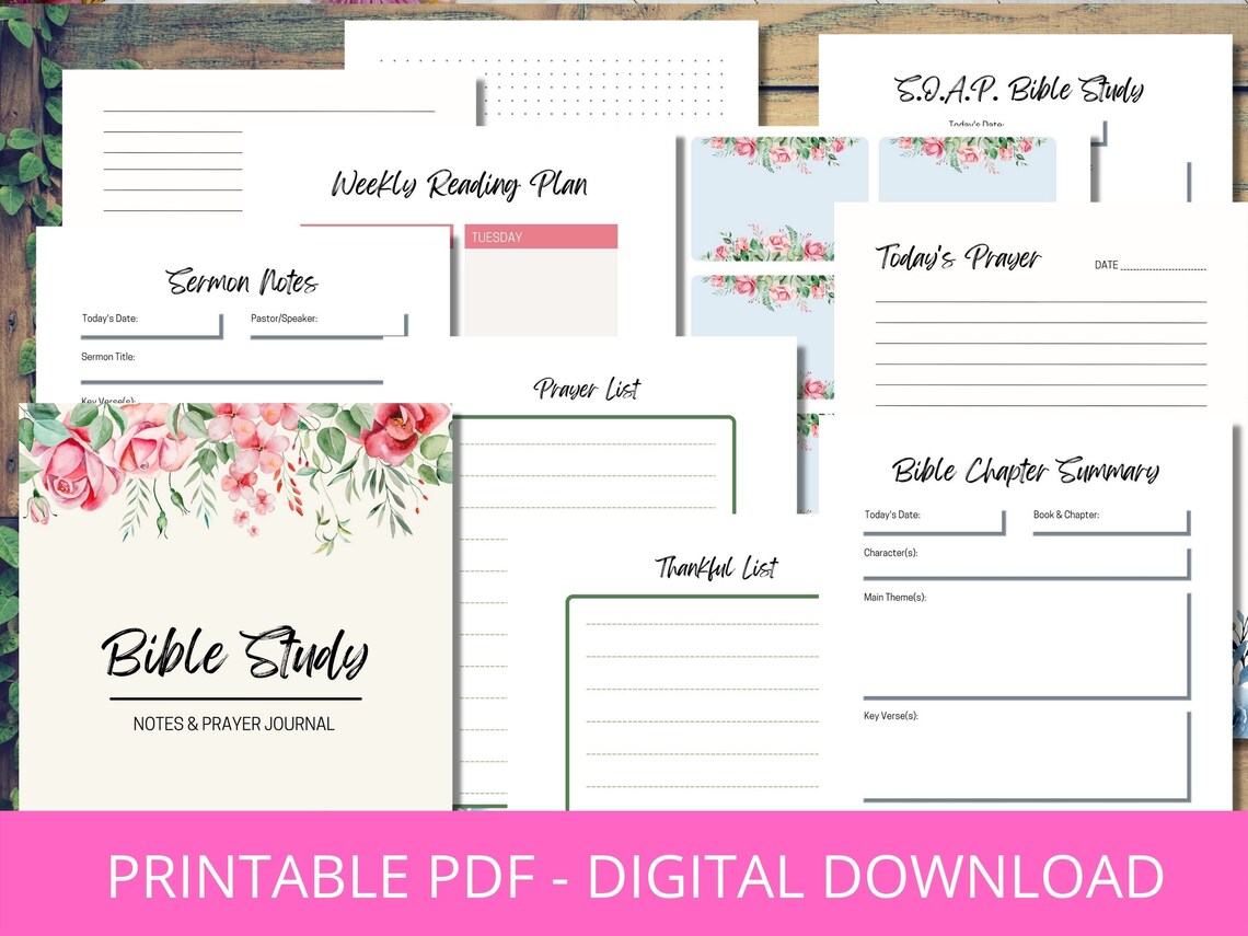 Bible Study Bundle Digital Download pink SOAP. Bible Study Journal ...