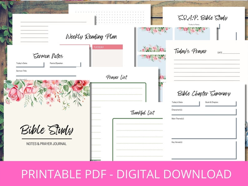 Bible Study Bundle Digital Download pink SOAP. Bible Study Journal ...