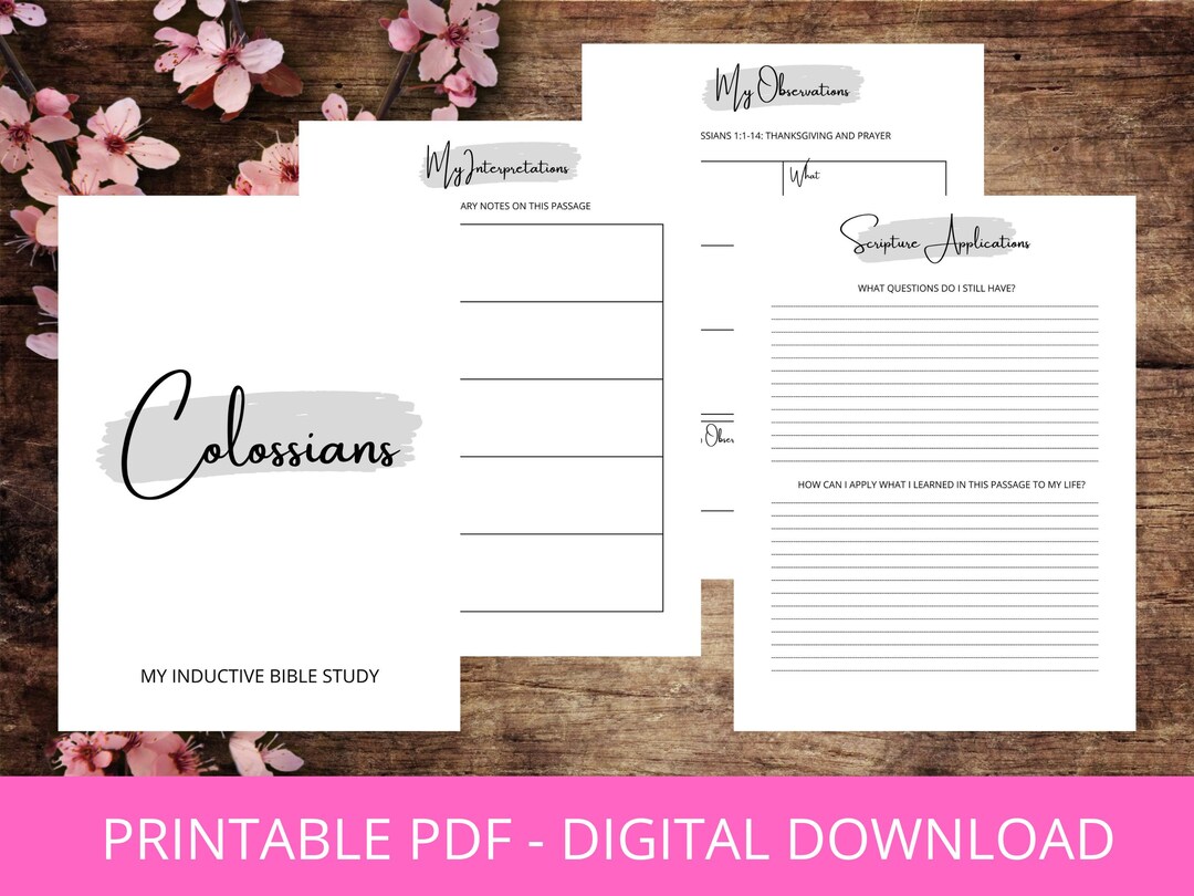 Book of Colossians Inductive Bible Study Worksheets | Digital Download ...