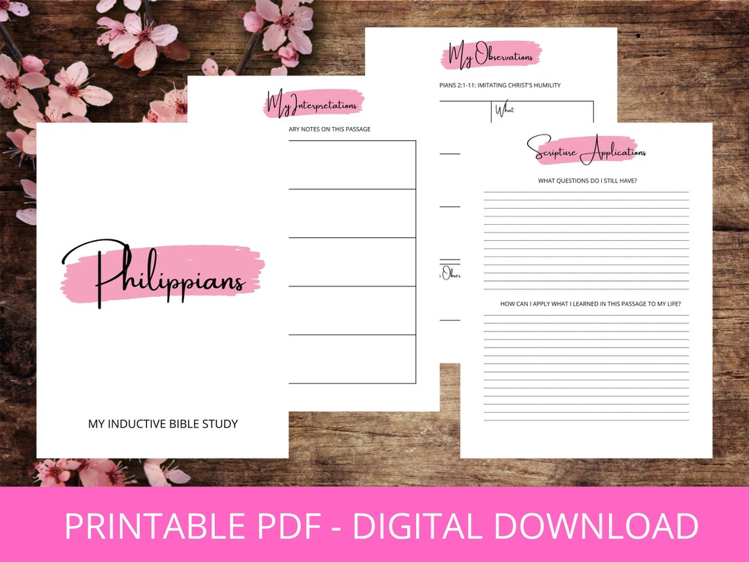 Book of Philippians Inductive Bible Study Worksheets | Digital Download ...