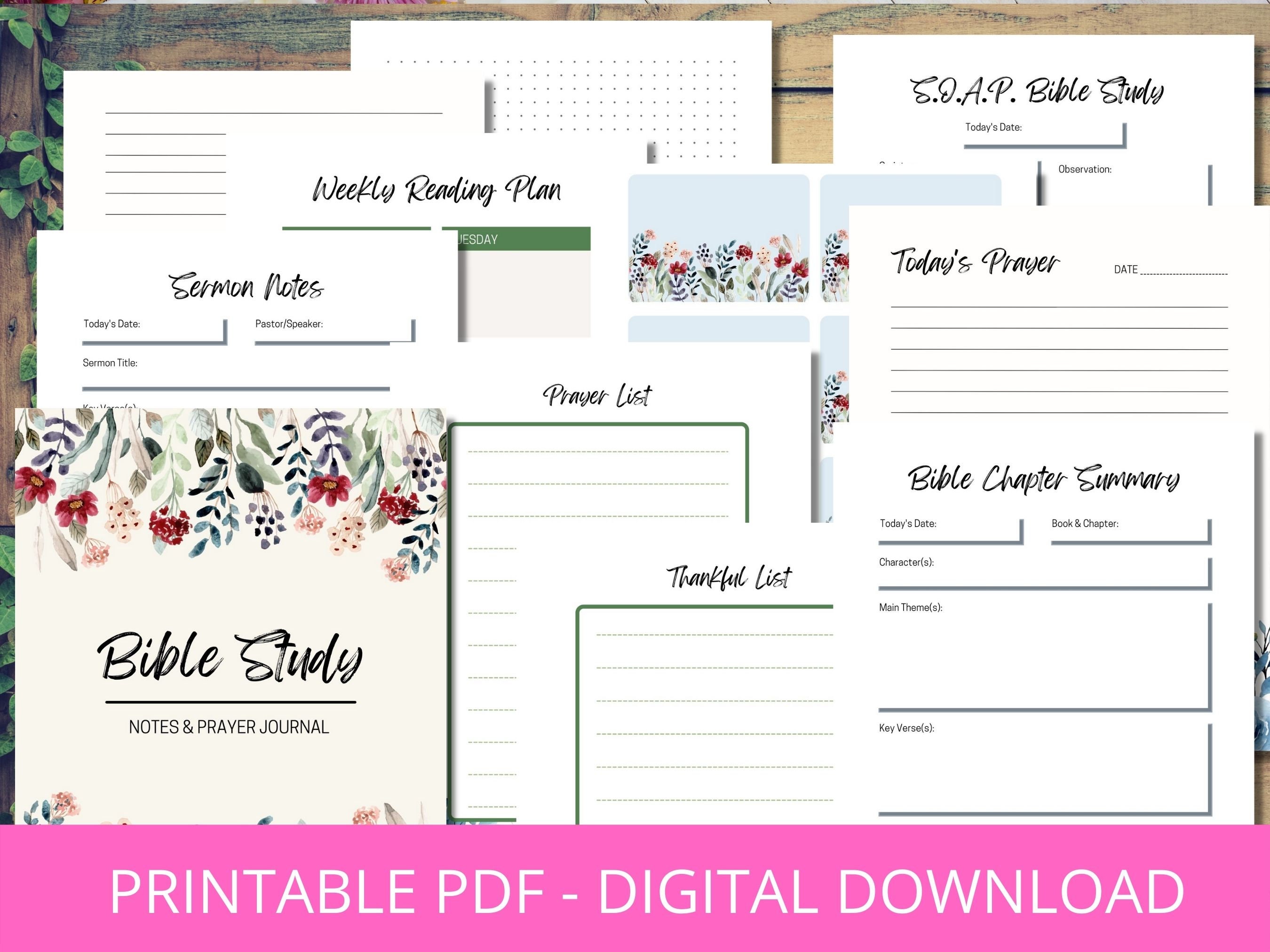 Bible Study Bundle Digital Download maroon SOAP. Bible Study Journal ...