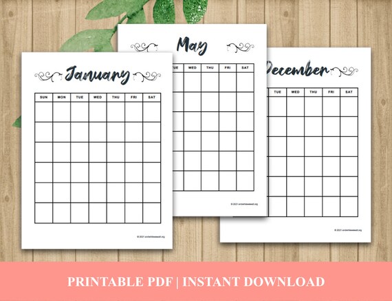 Blank Basic Calendar Digital Download - Etsy