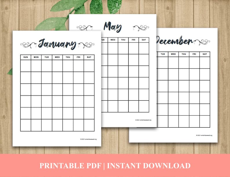 Blank Basic Calendar Digital Download - Etsy