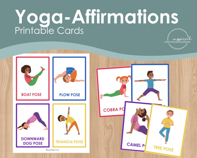 Yoga and Words of Affirmation Cards for Kids, Yoga Poses, Words of ...