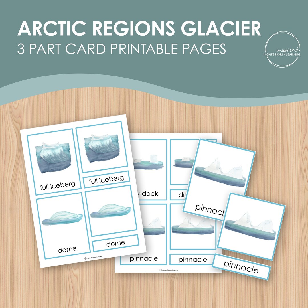 Arctic Regions Glacier 3-part Cards, Montessori Inspired 3-part Cards ...