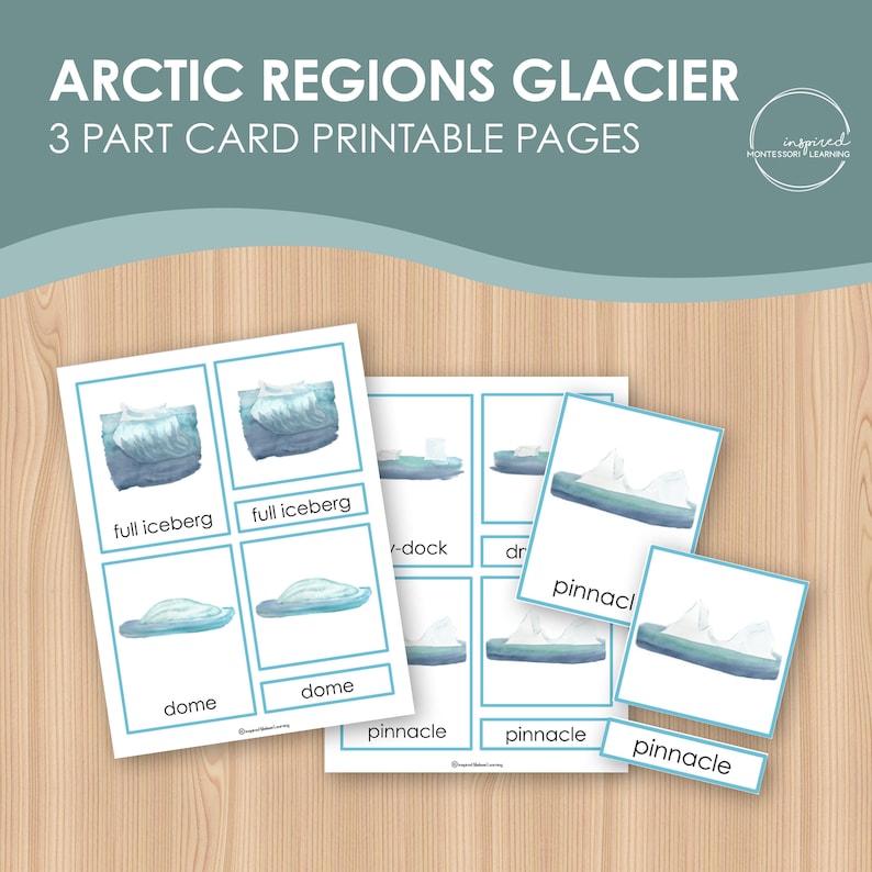 Arctic Regions Glacier 3-part Cards, Montessori Inspired 3-part Cards ...