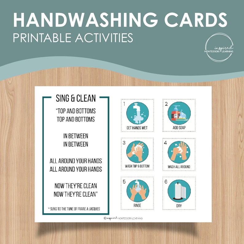 Handwashing Cards for Kids, Handwashing Sequence, Montessori Inspired ...