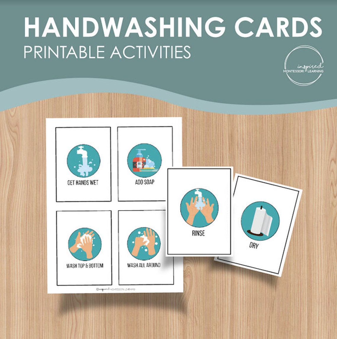 Handwashing Cards for Kids, Handwashing Sequence, Montessori Inspired ...