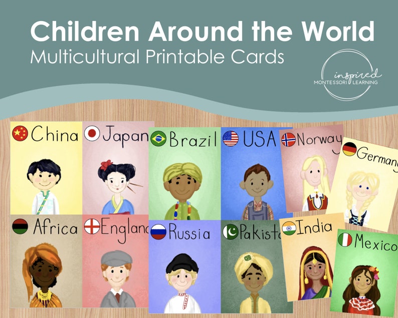 Children Around the World Printable Cards, Multicultural Studies ...