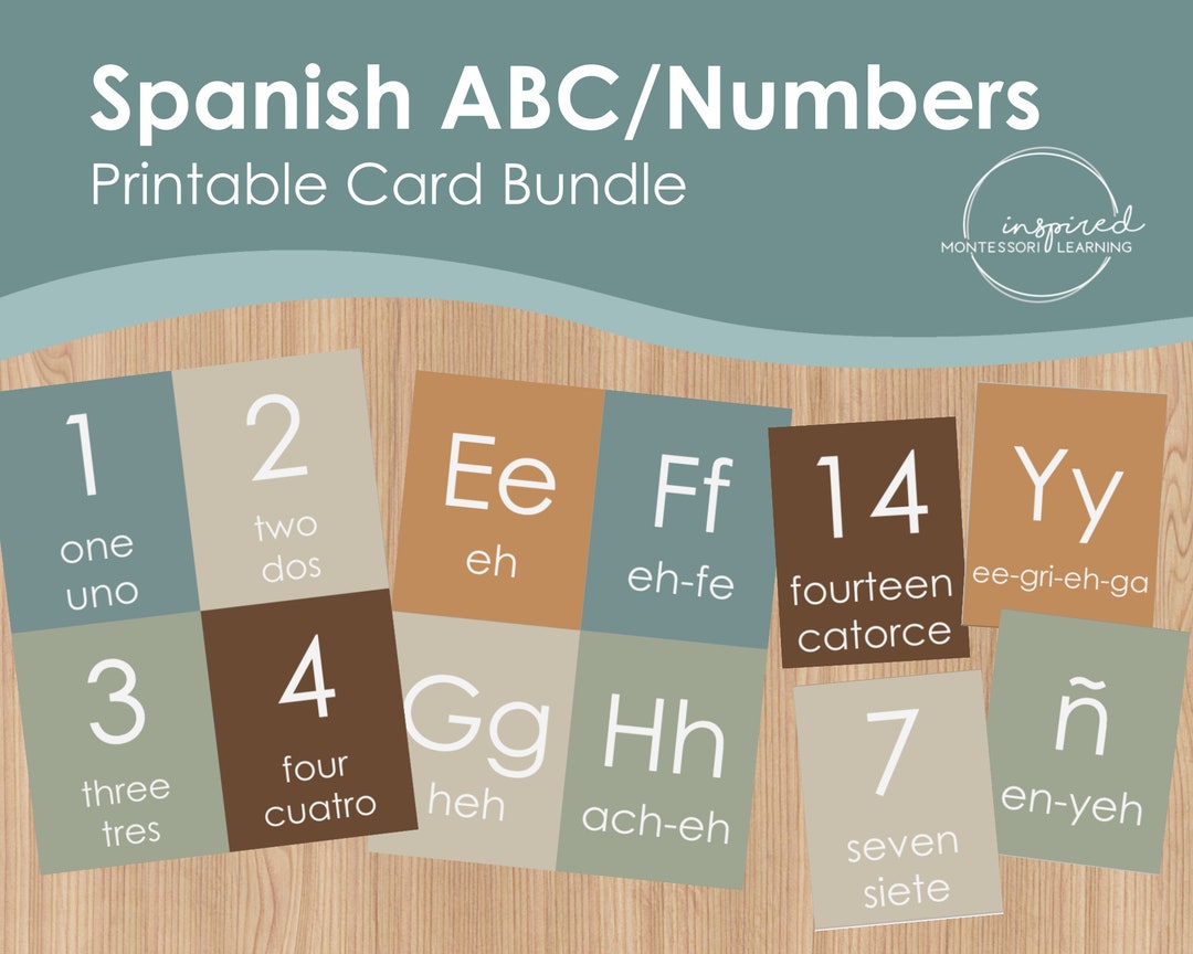 Spanish Number & Alphabet Bundle, Bilingual Number Cards, English and ...