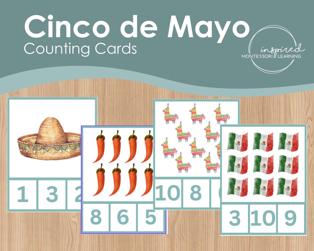Cinco De Mayo Counting Cards - Cinco De Mayo Math - Montessori ...