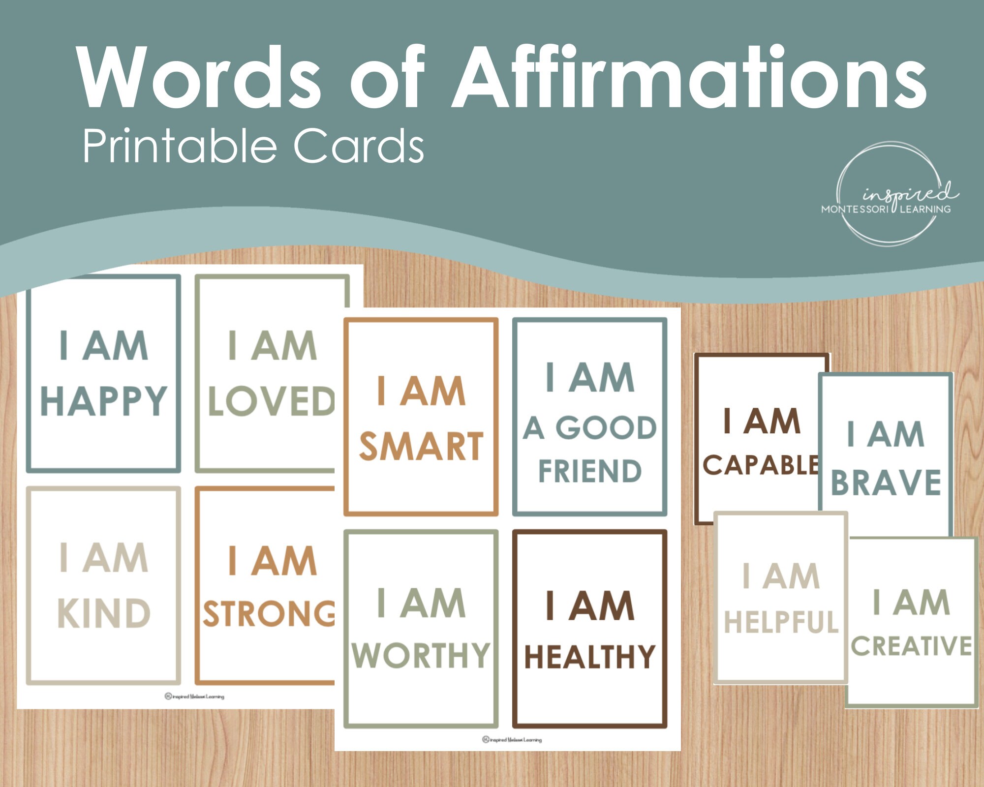 Words of Affirmation Cards for Kids, Positive Affirmations, Montessori ...