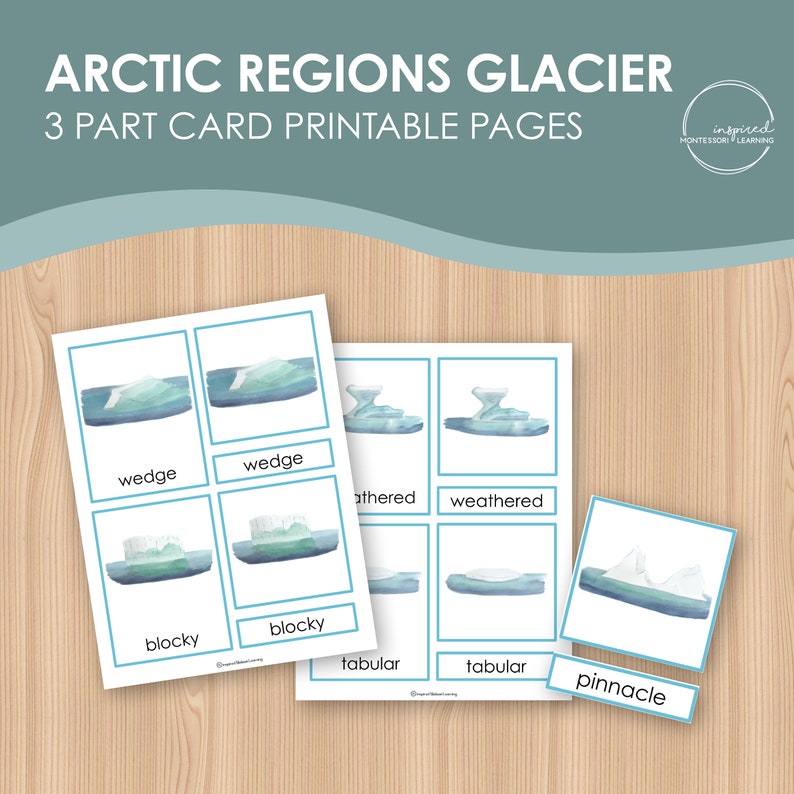 Arctic Regions Glacier 3-part Cards, Montessori Inspired 3-part Cards ...