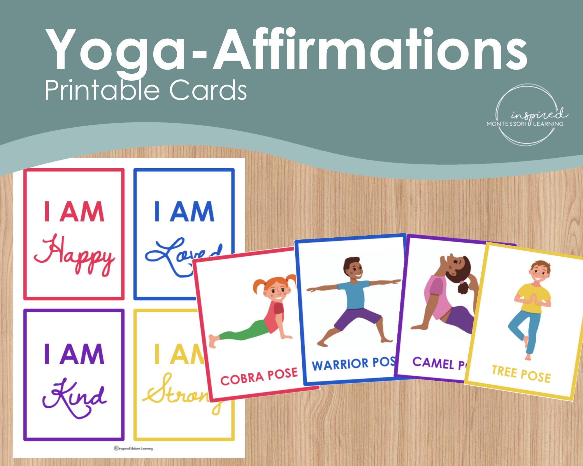 Yoga and Words of Affirmation Cards for Kids, Yoga Poses, Words of ...