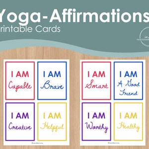 Yoga and Words of Affirmation Cards for Kids, Yoga Poses, Words of ...