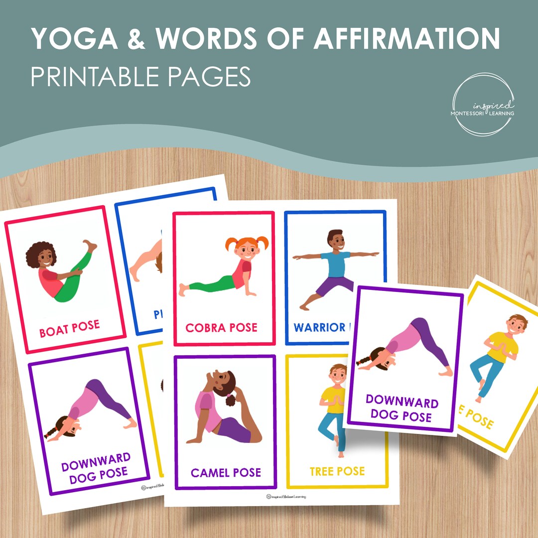 Yoga and Words of Affirmation Cards for Kids Yoga Poses - Etsy