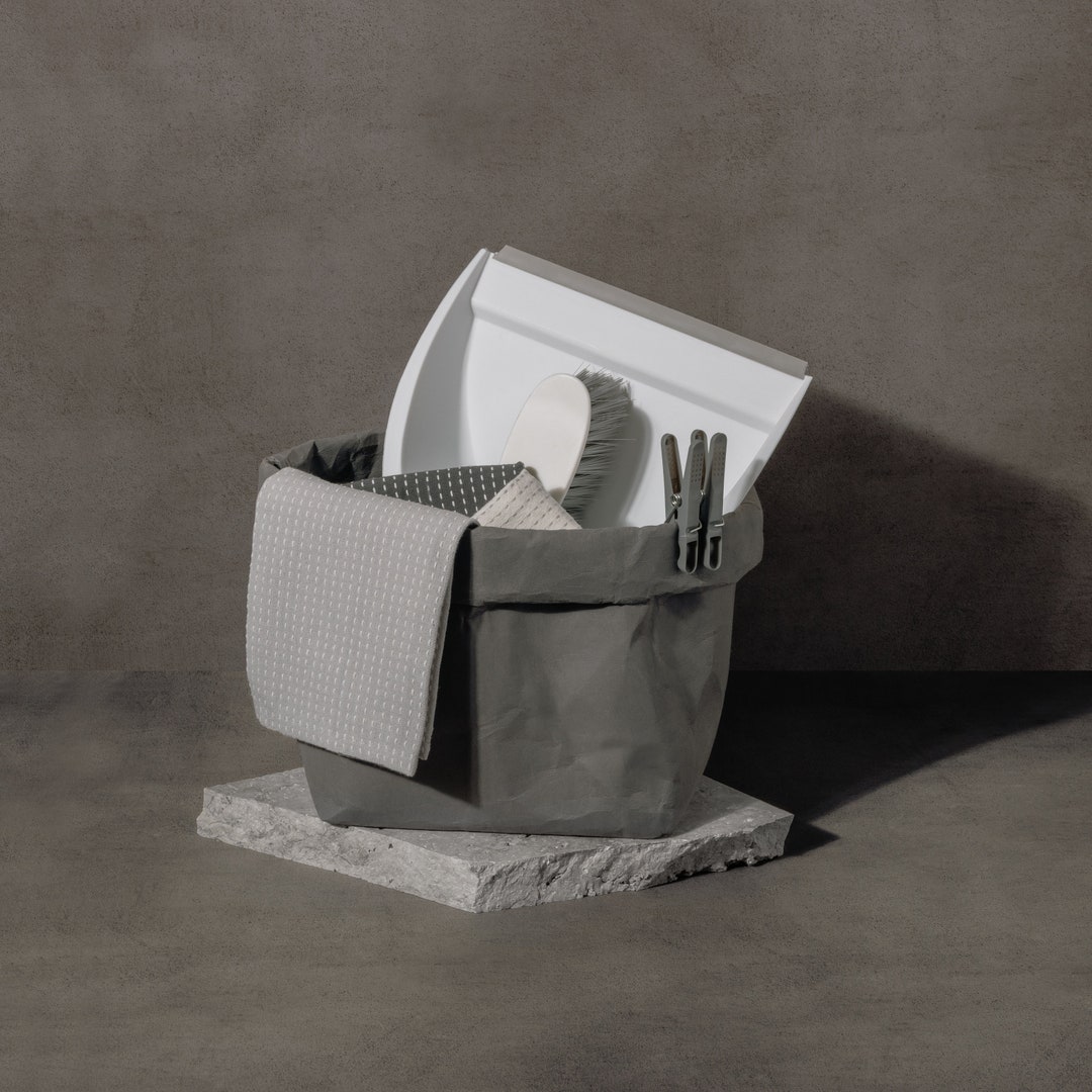 Modern Charcoal Gray Washable Paper Bag Storage - Eco-friendly Home ...