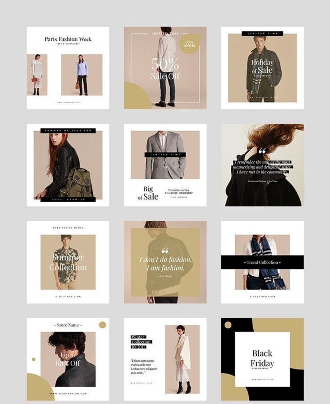 15 Fashion Instagram Post Templates | Fashion Blogger Template ...