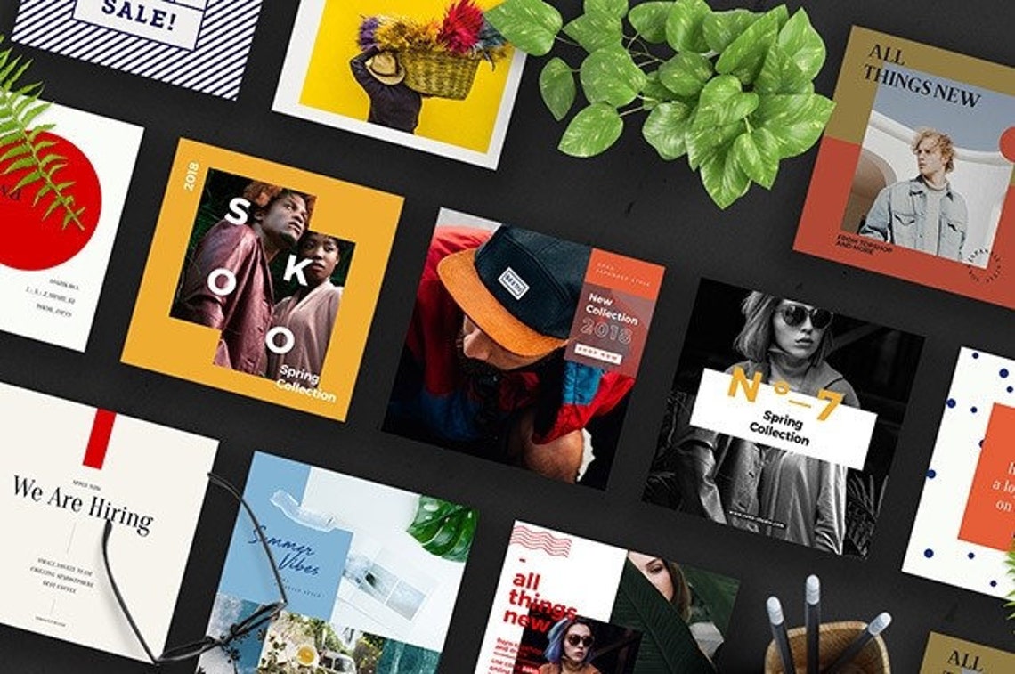 12 Cool and Hipster Instagram Post Templates | Social Media Template ...