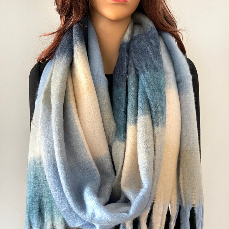 Blue Chunky Scarf - Etsy