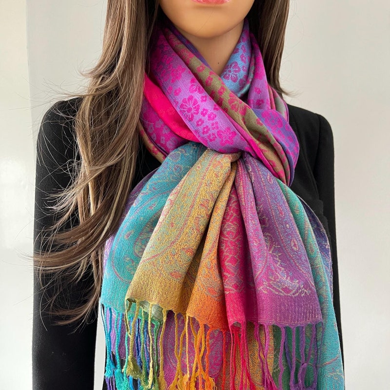 Rainbow Colour Scarf - Etsy