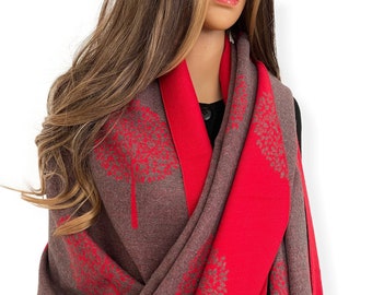 Large Red Scarf - Etsy