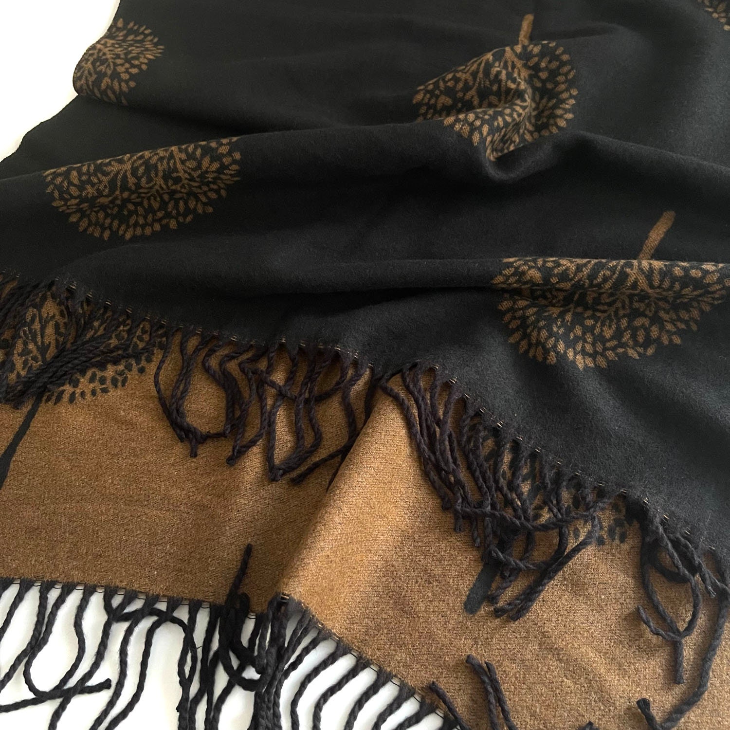 Black Mulberry Tree Cashmere Scarf LUXURY Reversible Winter - Etsy