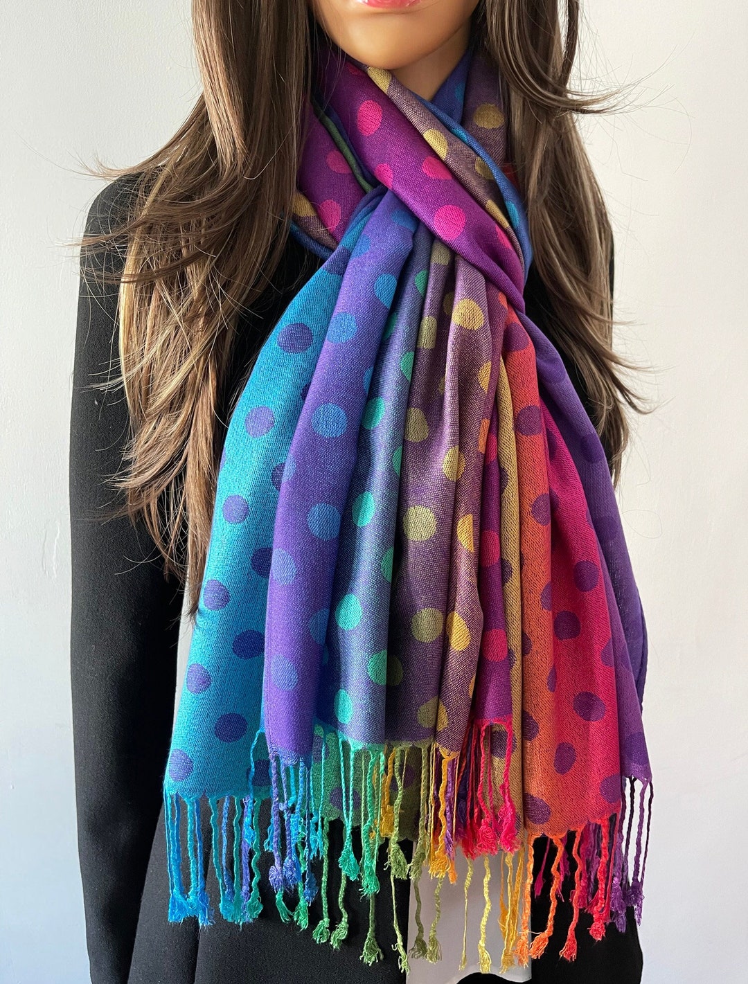Purple Rainbow Scarves Colourful Scarf With Polka Dots Bubbles ...
