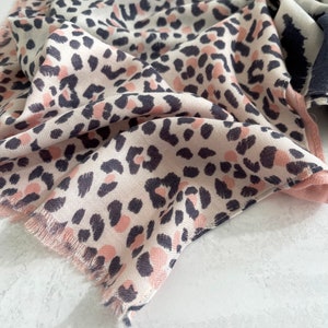 Womens Pink Blush Baby Light Leopard Print Scarf, Colour Block Multi ...