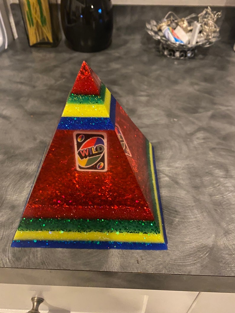 Uno Card Pyramid With a Wild and Draw 4 Card - Etsy