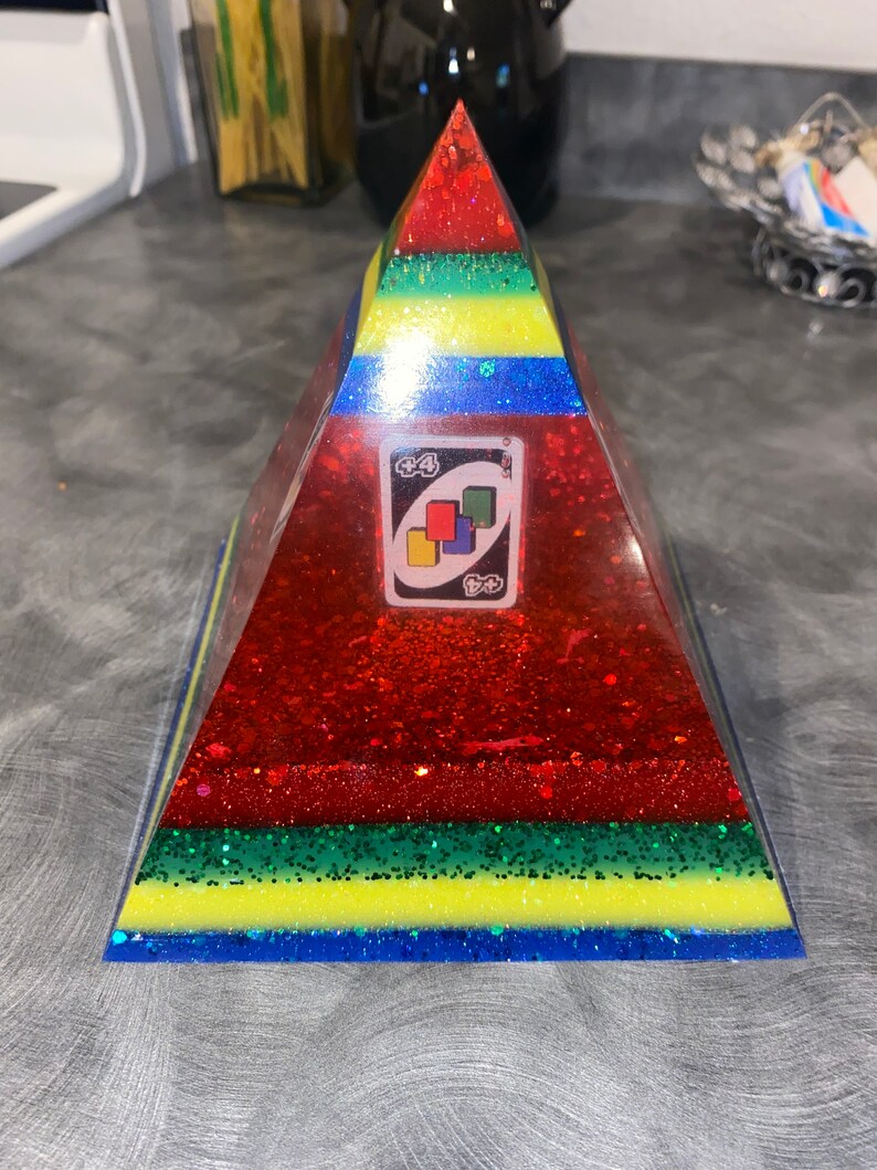 Uno Card Pyramid With a Wild and Draw 4 Card - Etsy