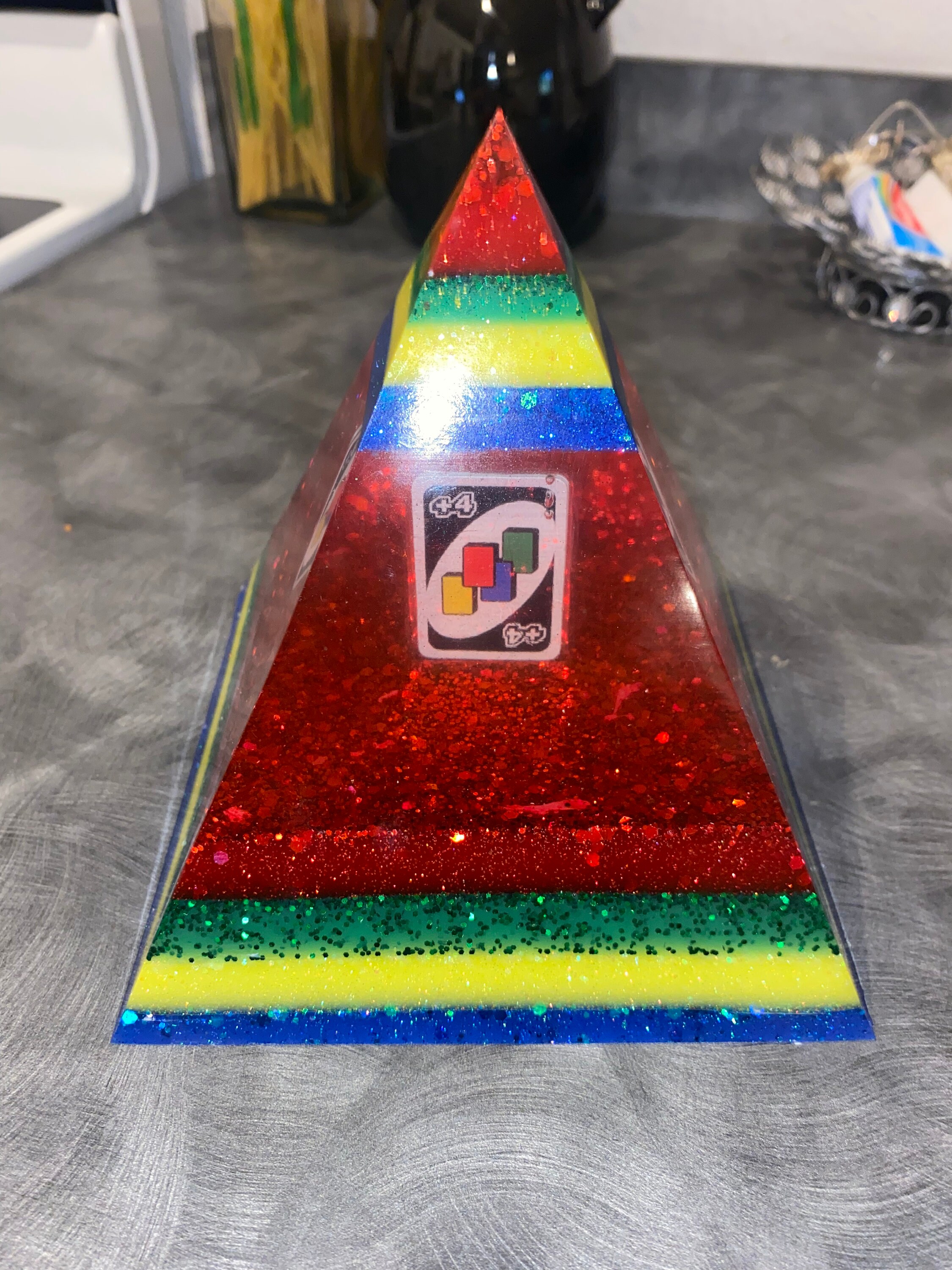 Uno Card Pyramid With a Wild and Draw 4 Card - Etsy