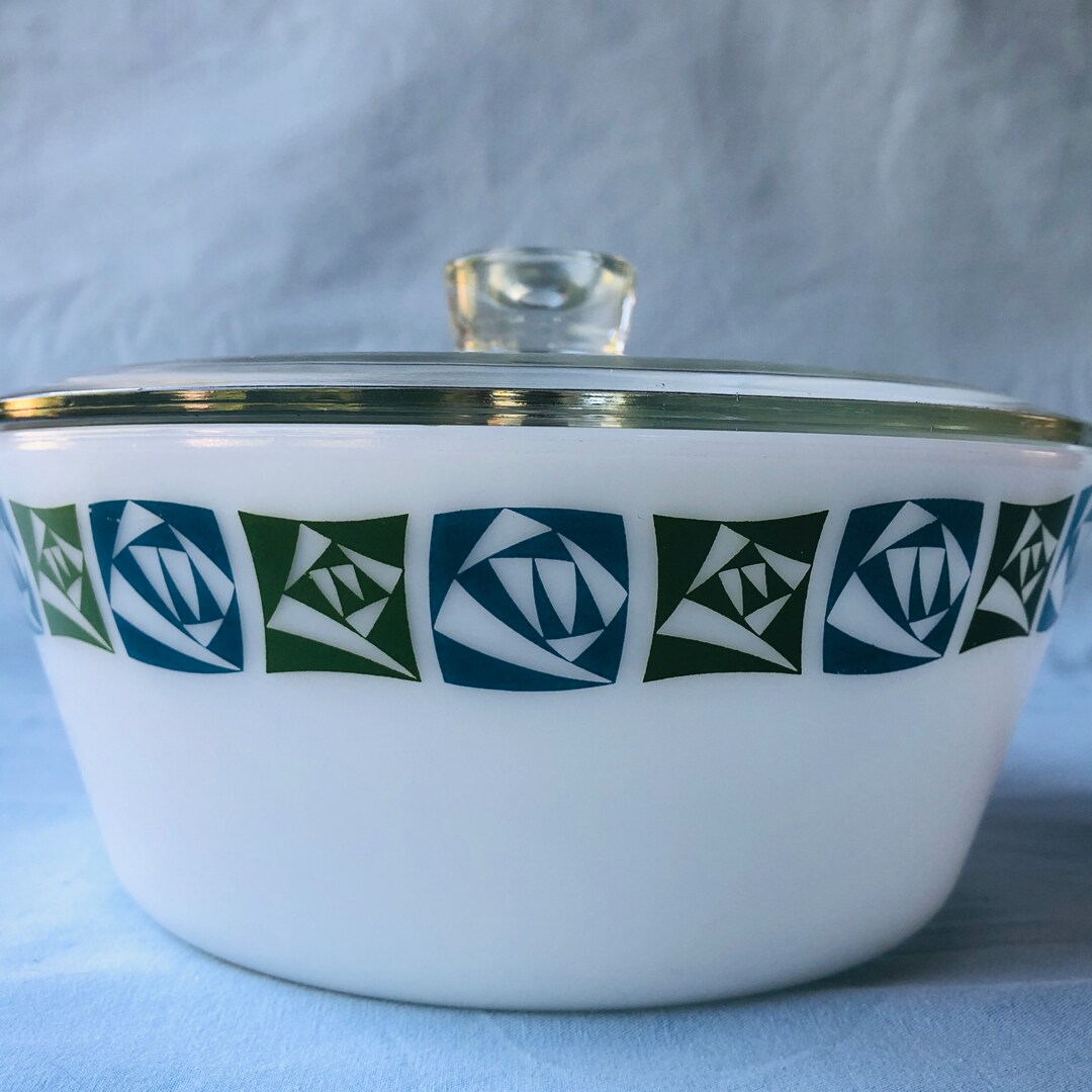 Vintage Pyrex JAJ Checkers Casserole Dish - British Pyrex 1960s Blue ...