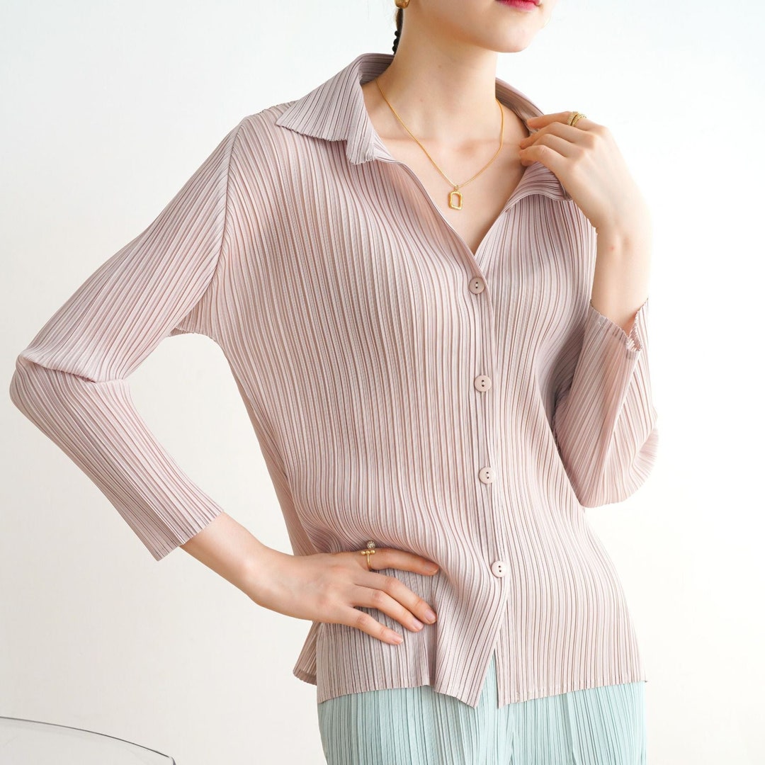 Casual Plissé Pleated Top - Etsy
